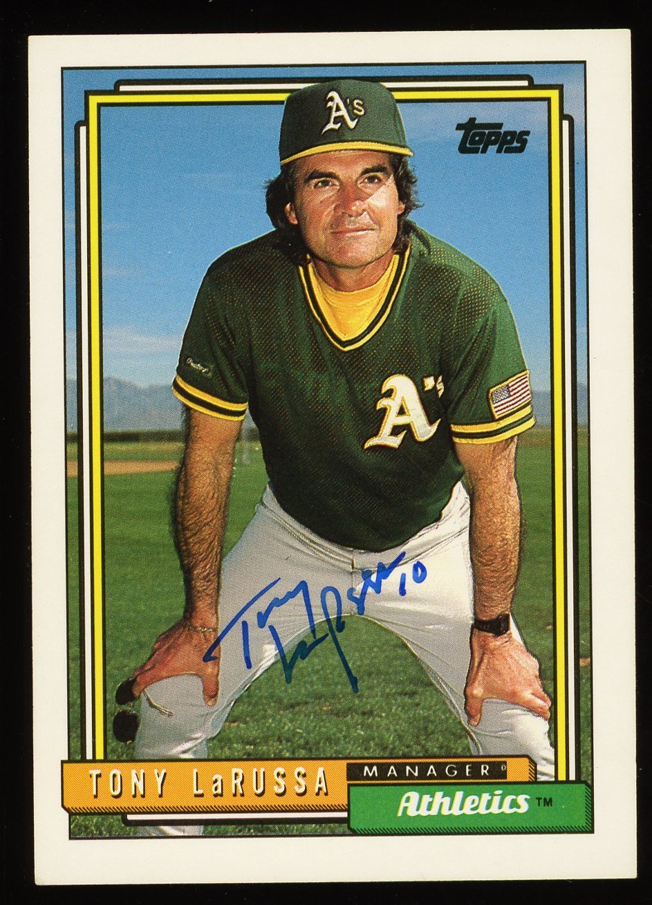 1992 Topps TONY LARUSSA Signed Card autograph AUTO A'S ATHLETICS ...