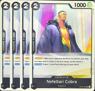 One Piece TCG - 4er Playset - OP05-085 Nefeltari Cobra UC/EN/NM | eBay.de