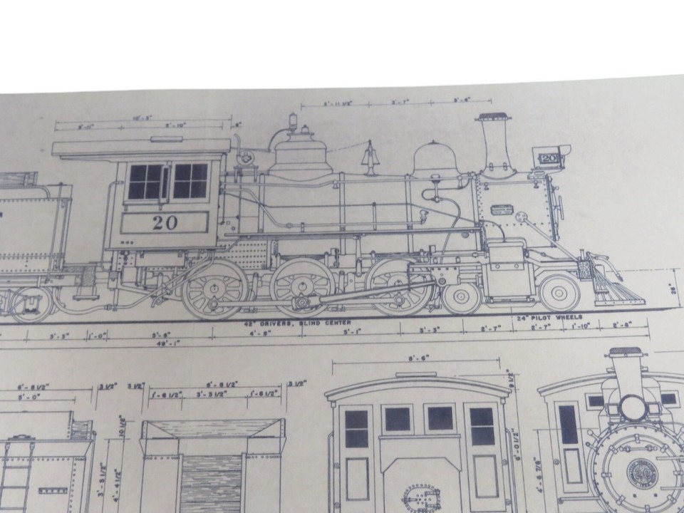 Rio Grande Southern #20 Steam Locomotive Blueprint - PRINT COPY 14" x 9 ...
