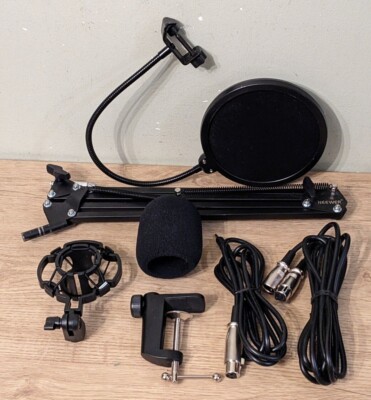 Boom arm/pop filter/shock mount/foam windshield/XLR clip grip for mic ...