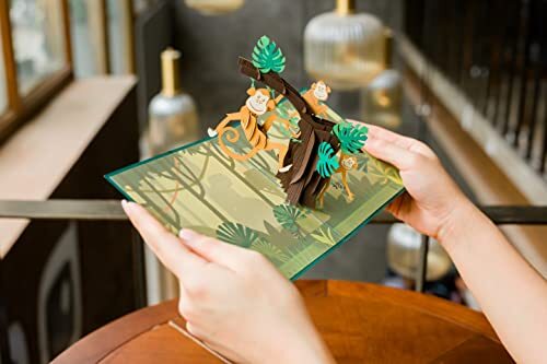 Monkey Pop Up Card, Blank Monkey Card, Monkey 3D Card, Monkey Gift ...