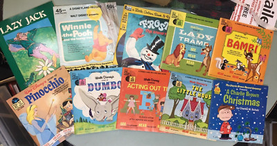 Disney kids book and record read along record lot | eBay