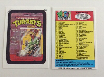 WACKY PACKAGES 1991 with BARF'S CHECKLIST, OLDAGE MUTANT NASTY TURKEYS ...