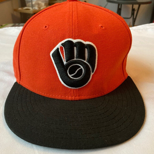 Milwaukee Brewers MLB New Era 59FIFTY Fitted Hat - Orange - Size 7 | eBay