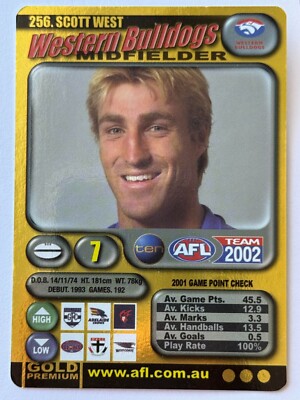 2002 Teamcoach Gold - Scott West No.256 Western Bulldogs | eBay Australia