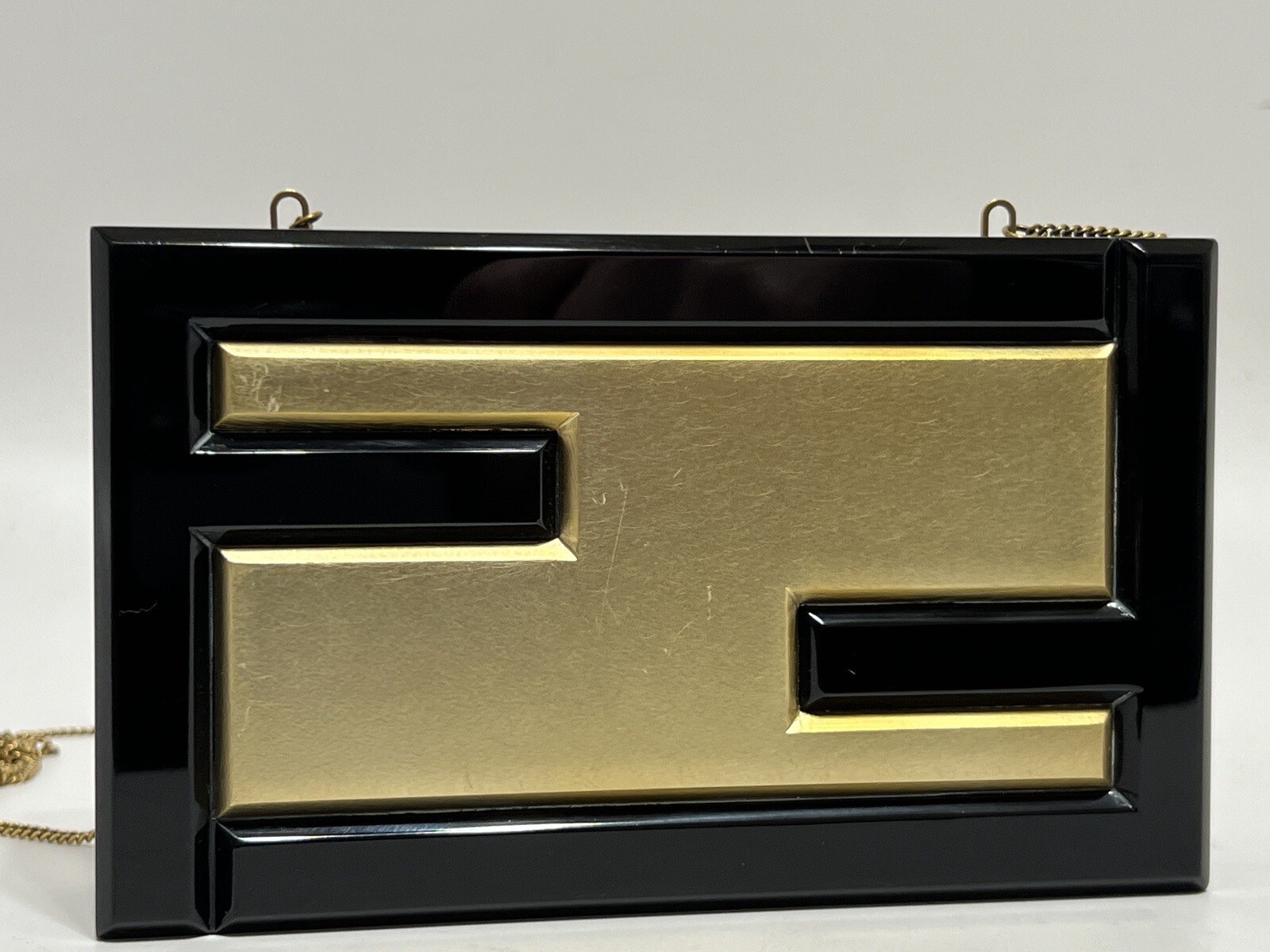 Vtg FENDI ZUCCA LOGO LUCITE CLUTCH BAG | eBay