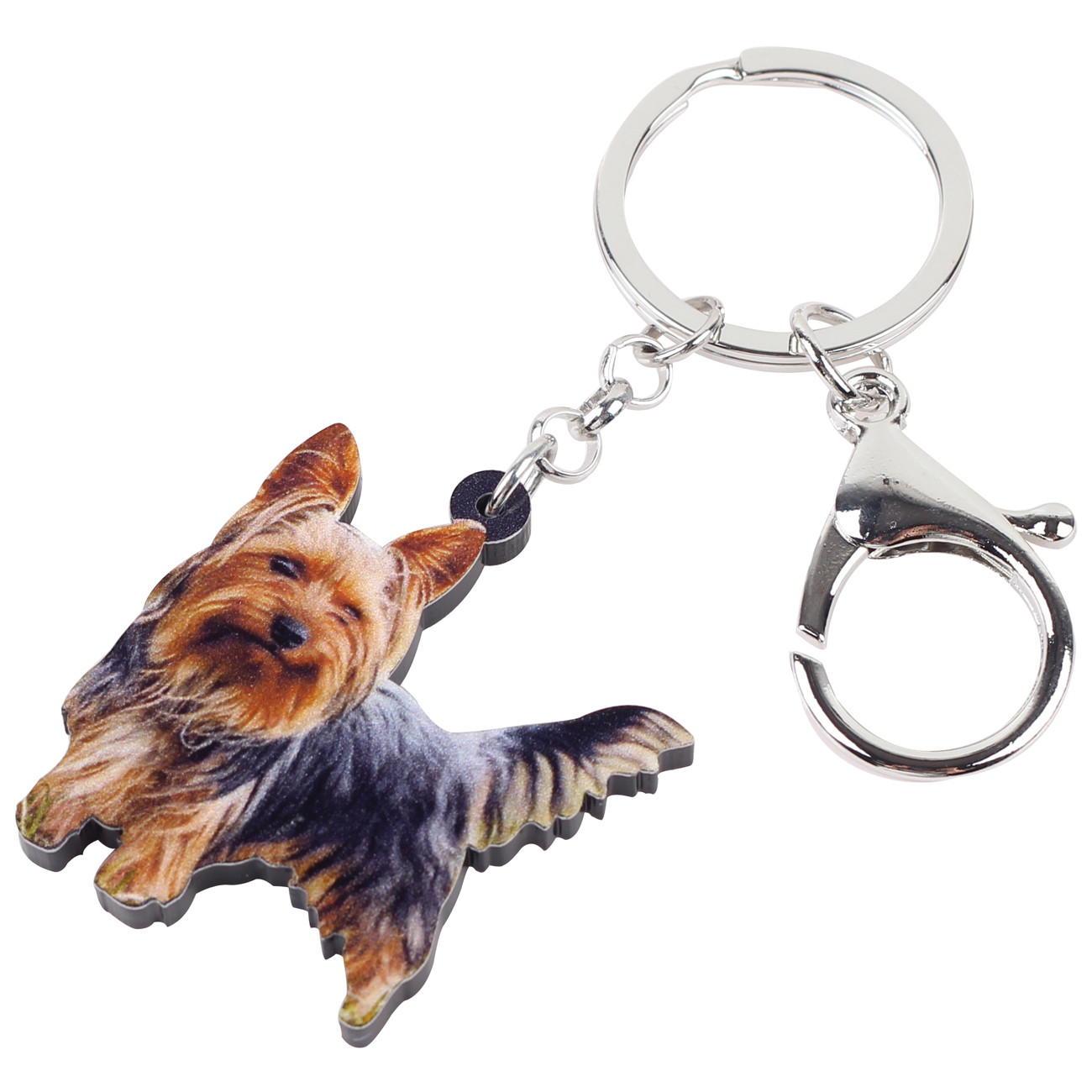 Acrylic Yorkshire Terrier Dog Car KeyChain Purse Bag Jewelry For Women ...