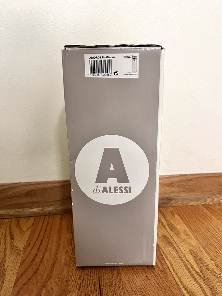 AMDR08 Gianni, a little man holding on tight, Alessi Glass Jar w PINK ...