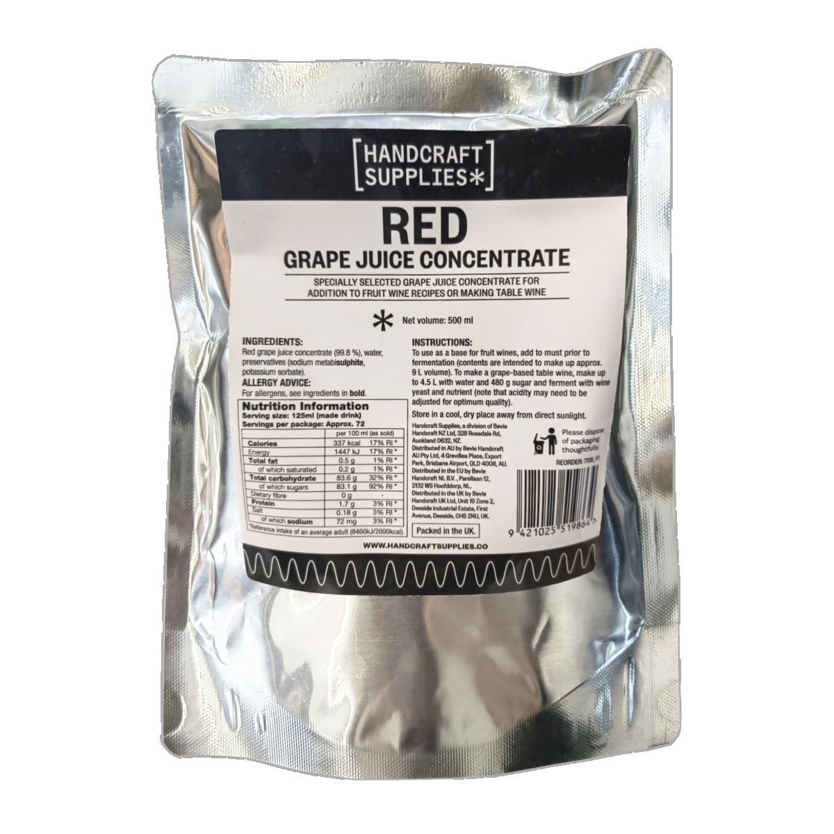 2x Red Grape Juice Concentrate 500ml Handcraft Supplies for wine making ...