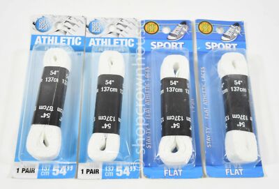 4 Pairs Shoe Gear Sport Flat WHITE 54" Athletic Shoe Laces - Stay-Ty ...