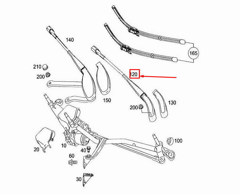 MERCEDES-BENZ GLC X253 Front Left Wiper Arm A2538206900 GENUINE for ...