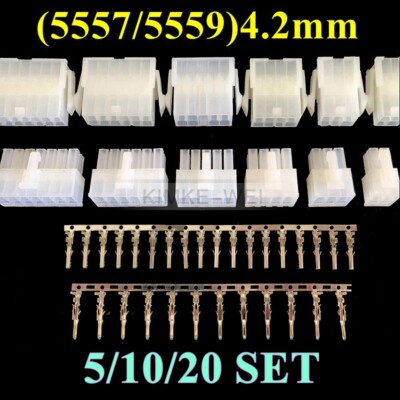 2-24 Pin Molex Mini-Fit Jr 5557/5559 4.2mm Connector Kits (Plug+Socket ...