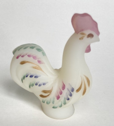 Fenton Miniature Hand Painted Satin Chicken Rooster Multicolored 2 3/4 ...