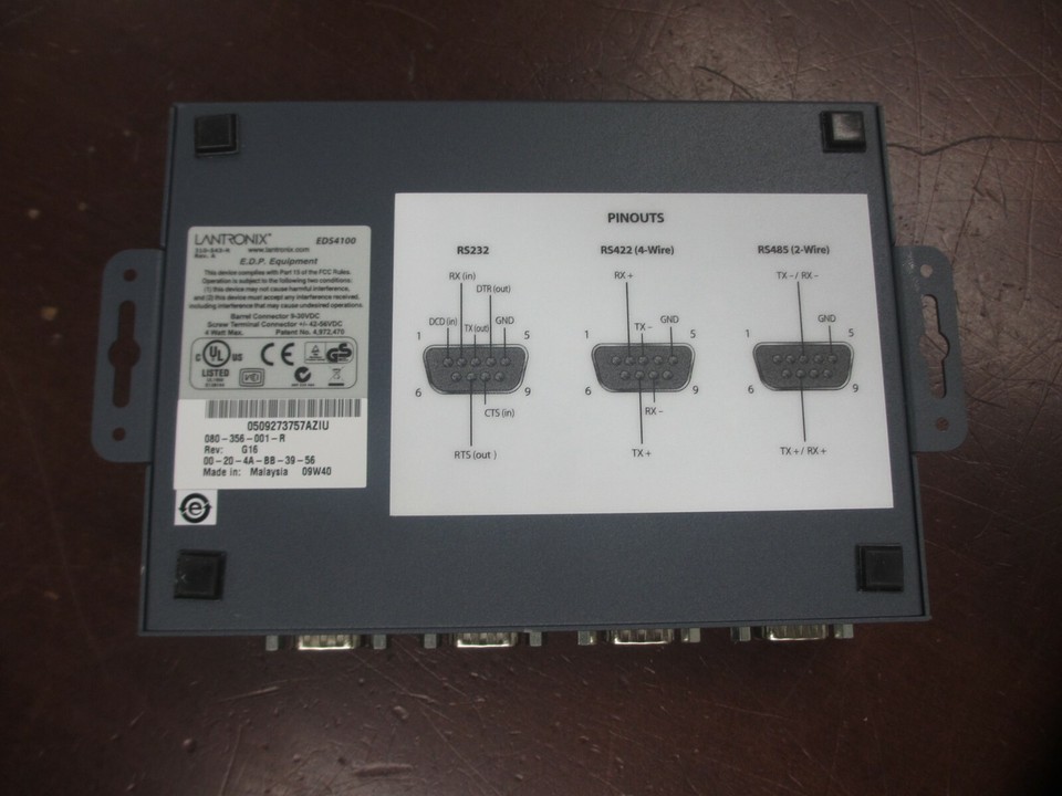 Lantronix EDS4100 4-Port Device Server with PoE ED41000P [NO AC] TESTED ...