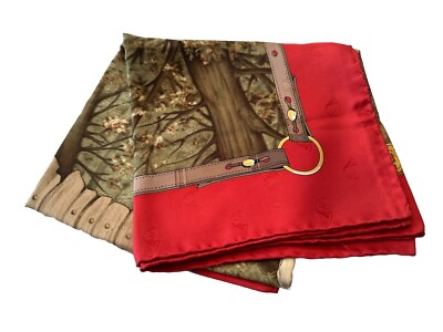 Vintage Montero Silk Red Brown Equestrian Hunting Scene Scarf 34” | eBay