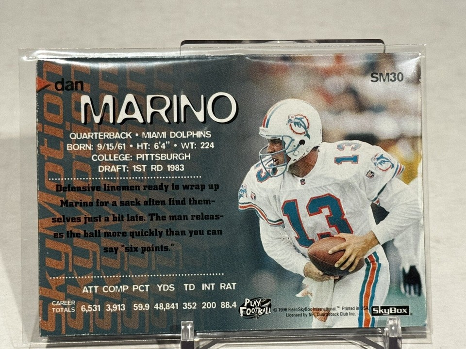 1996 SkyBox SkyMotion Football Card #30 Dan Marino Miami Dolphins | eBay