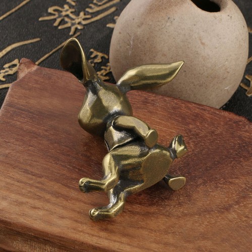 Tabletop Figurine Brass Rabbit Animal Statue Sculpture Home Decor Gift ...