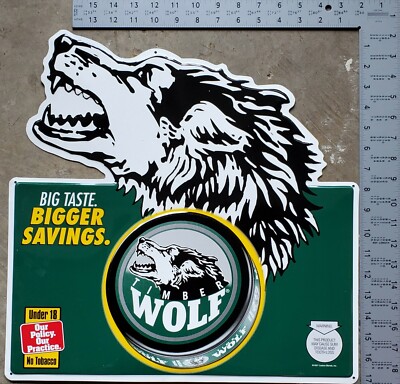 1997 Vintage Embossed Metal Timber Wolf Chewing Tobacco Sign | eBay