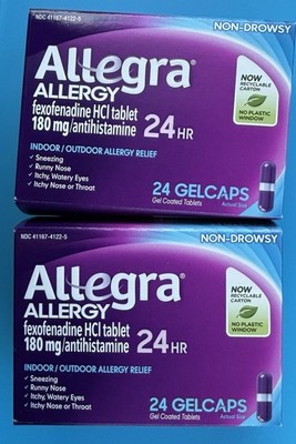 Lot Of 2-Allegra 180mg 24hr Gelcaps Tablet - 24 Count Free Shipping ...