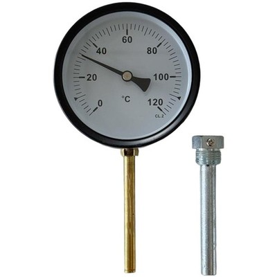 Bimetal Dial Thermometer 0 120C with Copper For Immersion Sleeve 12 ...