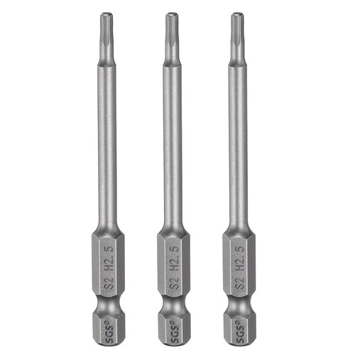 3pcs H2.5 Hex Head Drill Bit Wrench 2.5mm Flat Tip 1/4" Shank 80mm Long ...