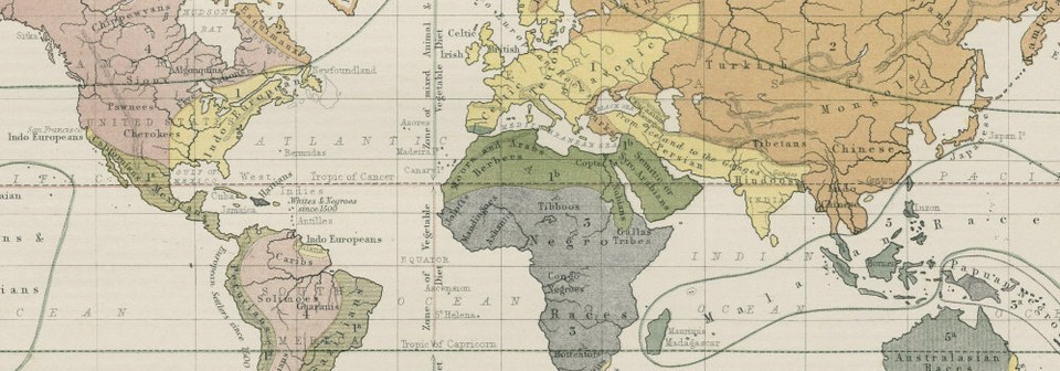 Ethnographic map of the distribution of man on Earth. Ethnicity. World ...