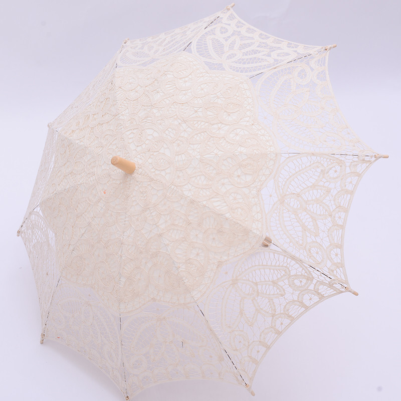 Lace Retro Embroidery Sun Lace Umbrella Princess Dance Umbrella Beige ...