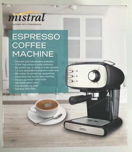 Mistral Espresso Coffee Machine - New Open Box - 20 Bar Pressure ...