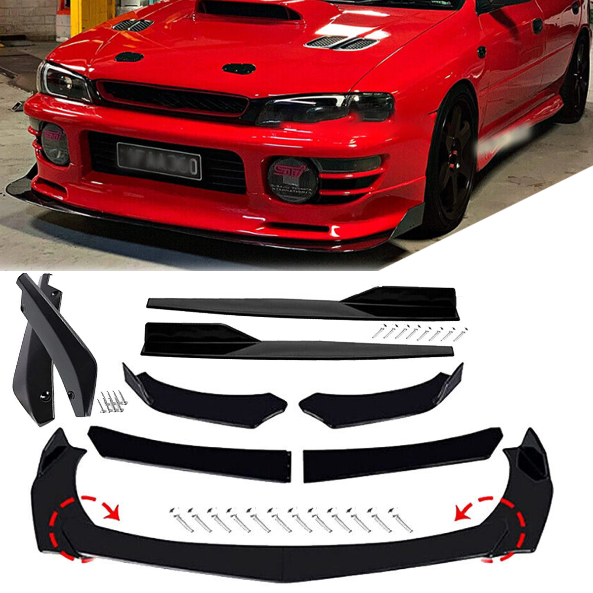 For Subaru GC8 Impreza Front Bumper Lip Splitter Lower Spoiler Body Kit ...