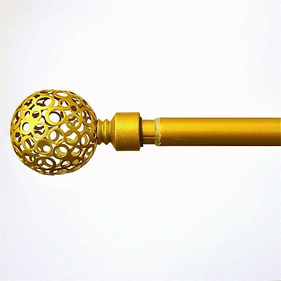 Decorative Curtain Rod Set: 28"-48",48"-84",84"-120" METAL GOLD ORB ...