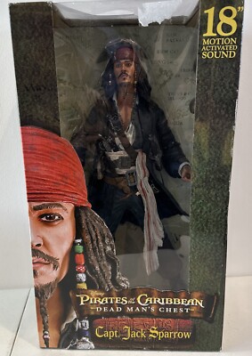 NEW SEALED Captain Jack Sparrow NECA Pirates Of The Caribbean 18" With ...