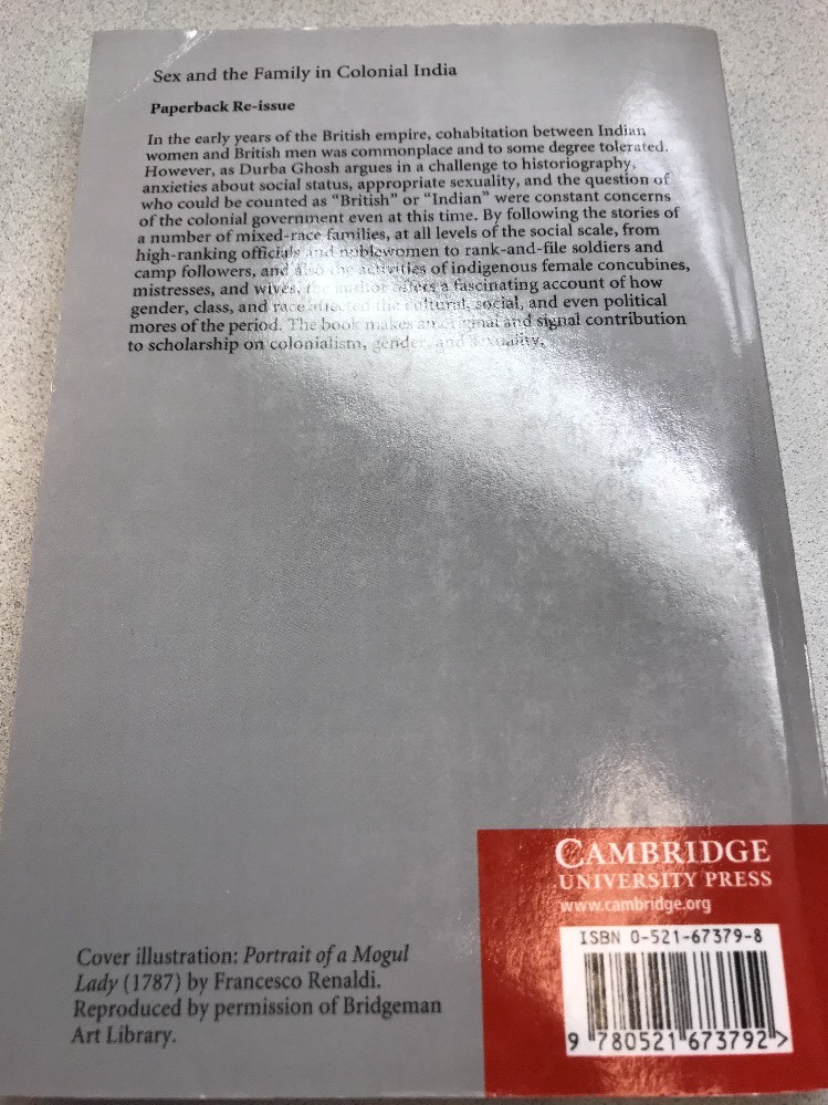 SEX AND THE FAMILY IN COLONIAL INDIA BOOK TEXT DURBA GHOSH ISBN ...