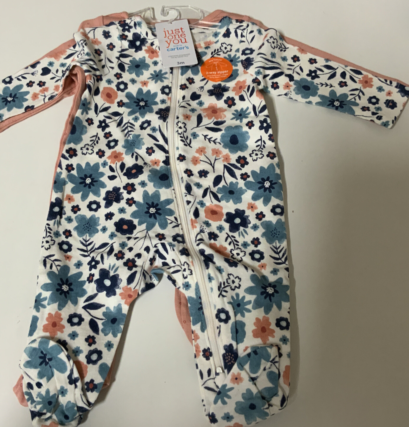 Carter's Just One You 0-3M Baby 2pk Floral Sleep N' Play Navy Blue/Pink ...