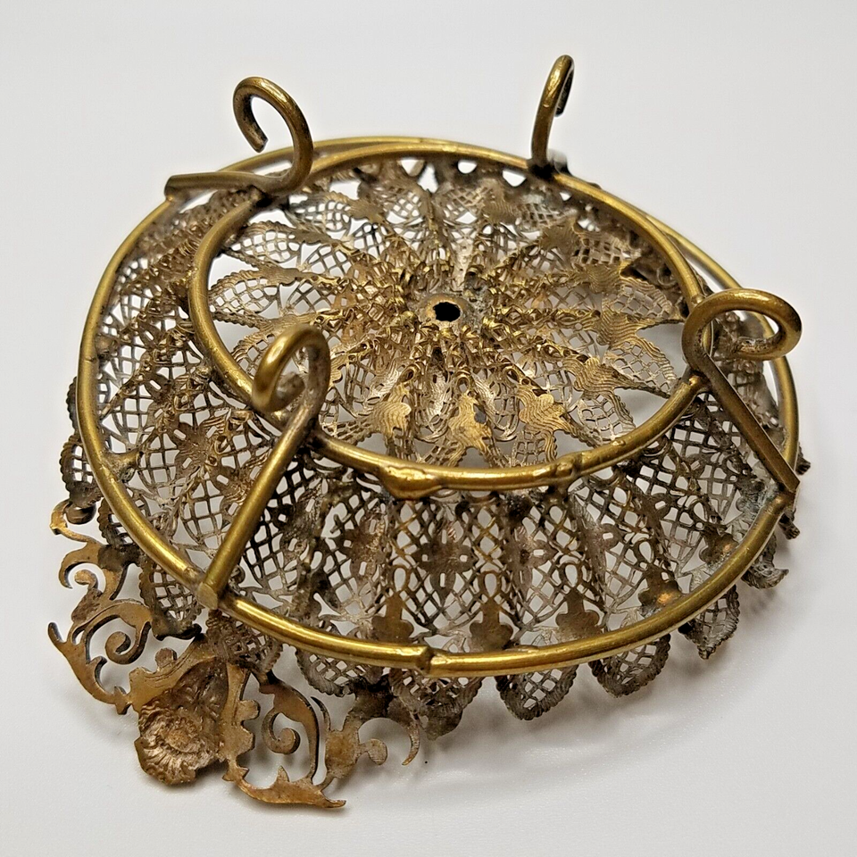 ANTIQUE BRASS ELIZABETHAN RUFF / COLLAR FILIGREE TRAY w/ ELIZABETH I ...