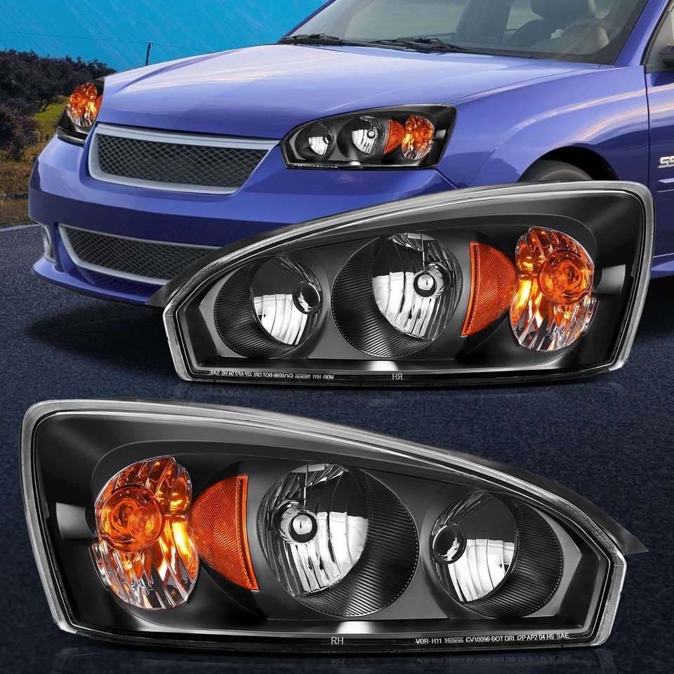 Black+Clear Pair Headlights Assembly Fit For CHEVY MALIBU 2004-2008 LH ...