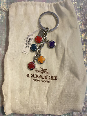 Designer Coach New York multi color charm logo keychain keyring Bag ...
