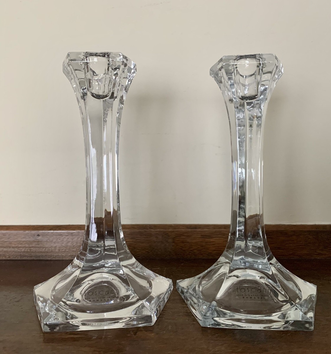 Vintage Tall Lead Crystal Candlestick PAIR OF VINTAGE LENOX LEAD