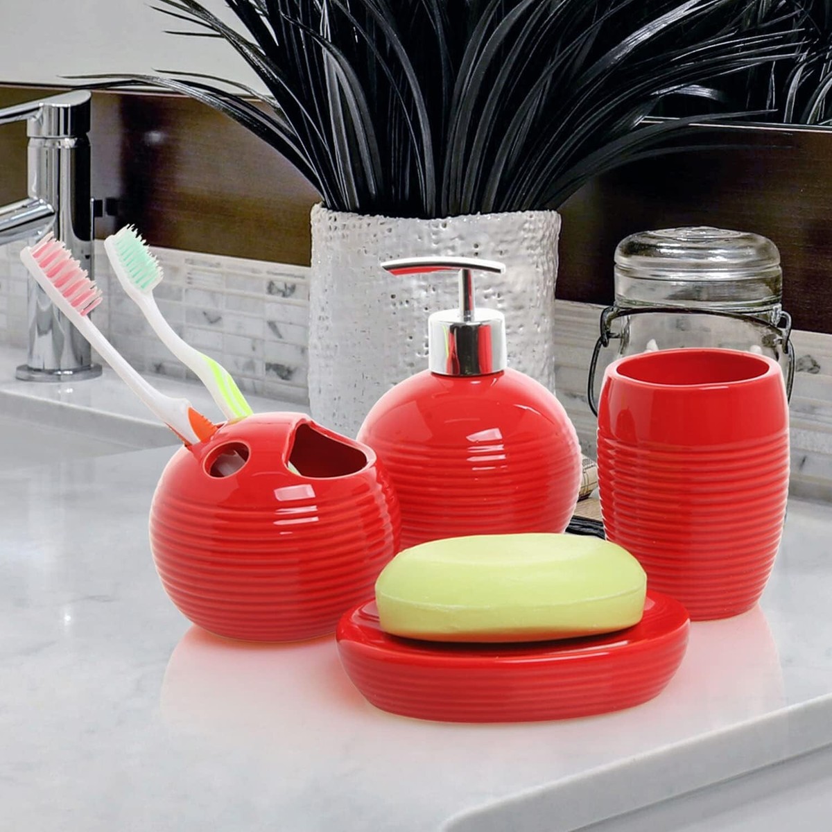 Red Bath Accessories Sets