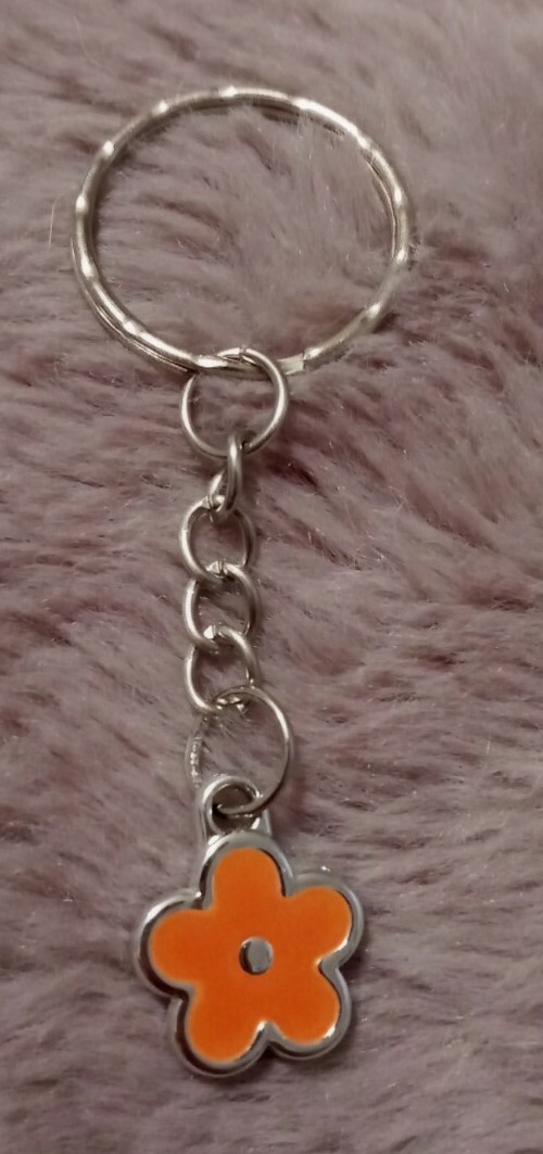 Mini Orange Flower Silver Color Keychain | eBay