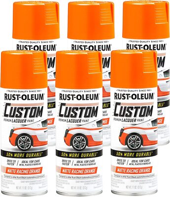 (6 Cans) Rust-Oleum Custom Premium Lacquer Paint, Matt Orange - 312g ...