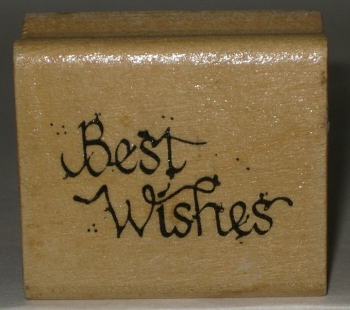 Rubber Stamp Hook's Lines & Inkers "Best Wishes" Wood Mount 1.75" x 1.5 ...