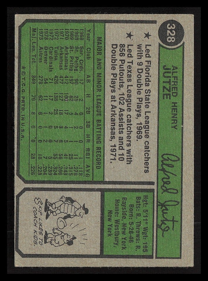 Skip Jutze 1974 Topps #328 Houston Astros | eBay