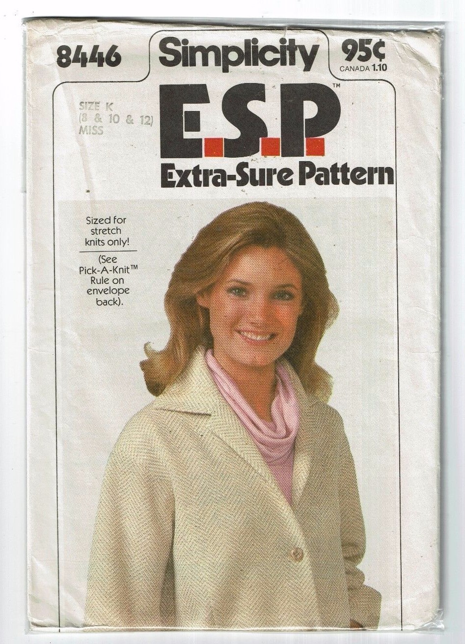 Simplicity #8446 VTG Extra Sure Stretch Knit Jacket Pattern Sz 8-12 UC ...