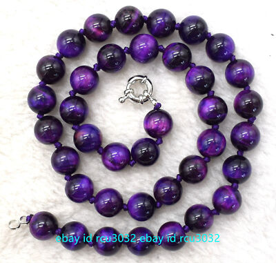 6/8/10/12mm Natural Purple Tigers Eye Round Gemstone Beads Jewelry ...