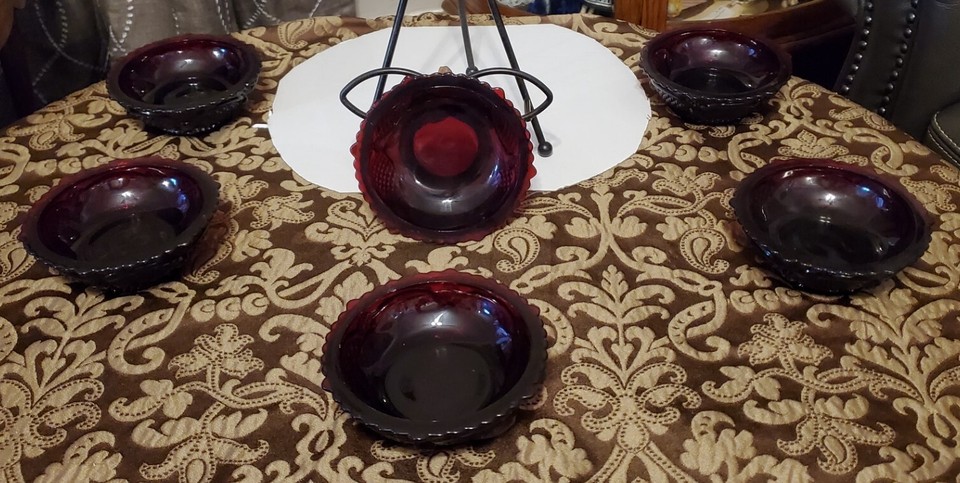 AVON 1876 Cape Cod Ruby Red Gothic Dinnerware Entire Collection Setting ...
