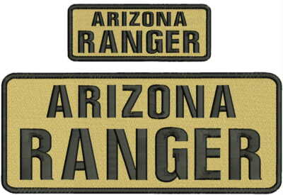 ARIZONA RANGER embroidery Patches 4x10 and 2x5 hook ON BACK tan and ...