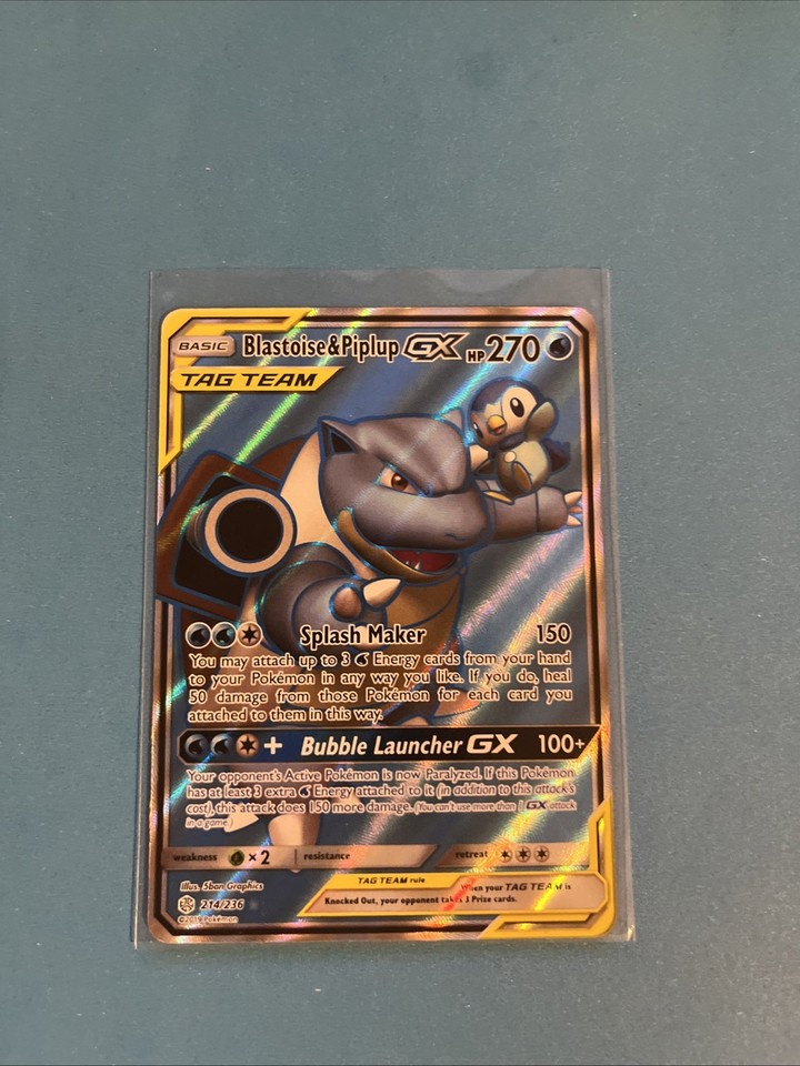Blastoise And Piplup Gx Full Art Sun And Moon Cosmic Eclipse 214/236 ...