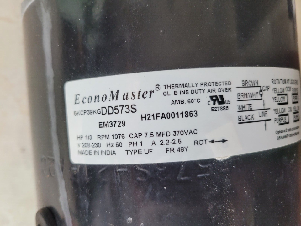 ECONO MASTER HVAC MOTOR 5KCP39KGDD573S 1/3 HP 1075 RPM | eBay
