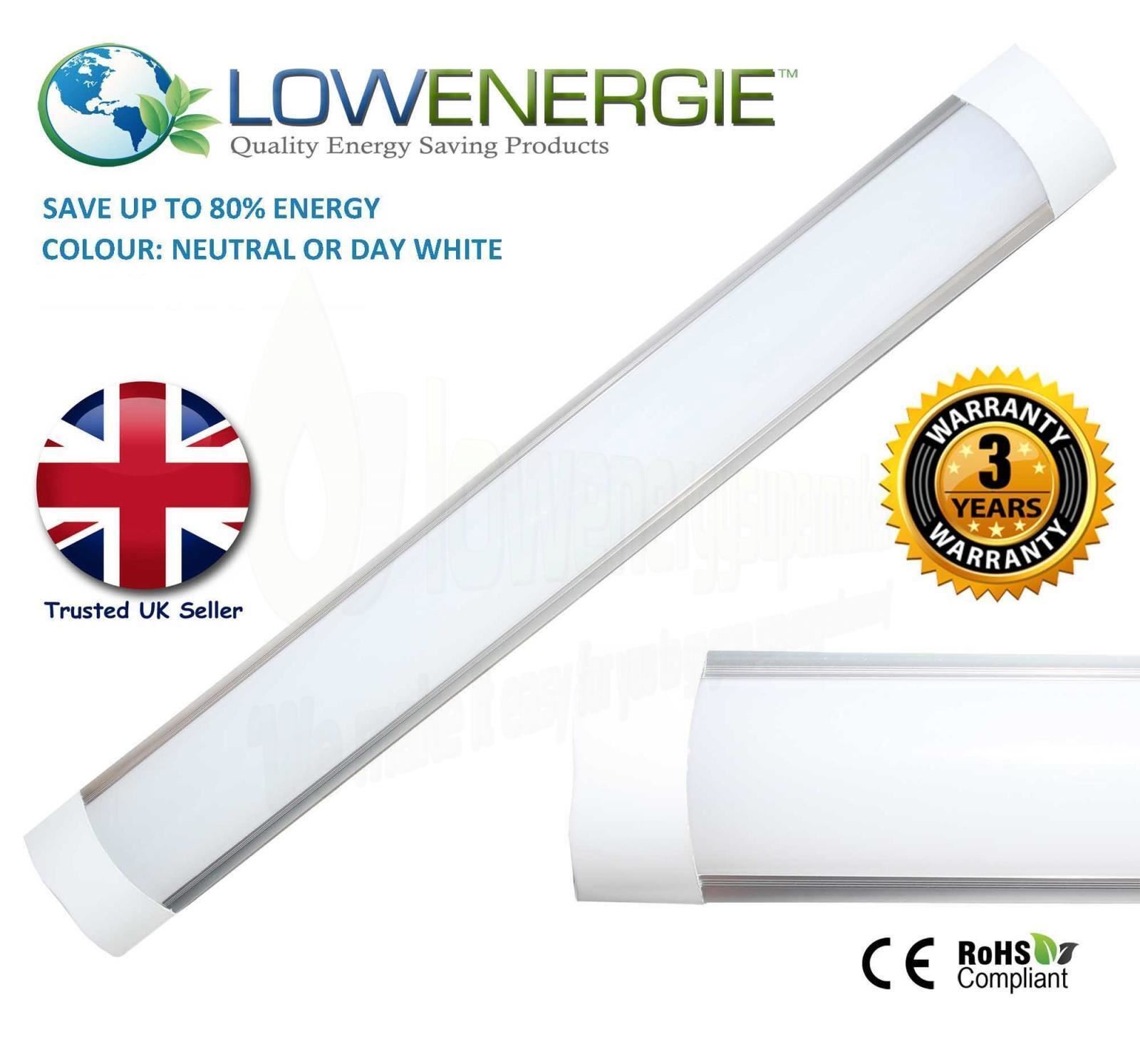 Slimline LED Tube Light Batten Ceiling or Wall Mount Slim High Lumens 2 ...