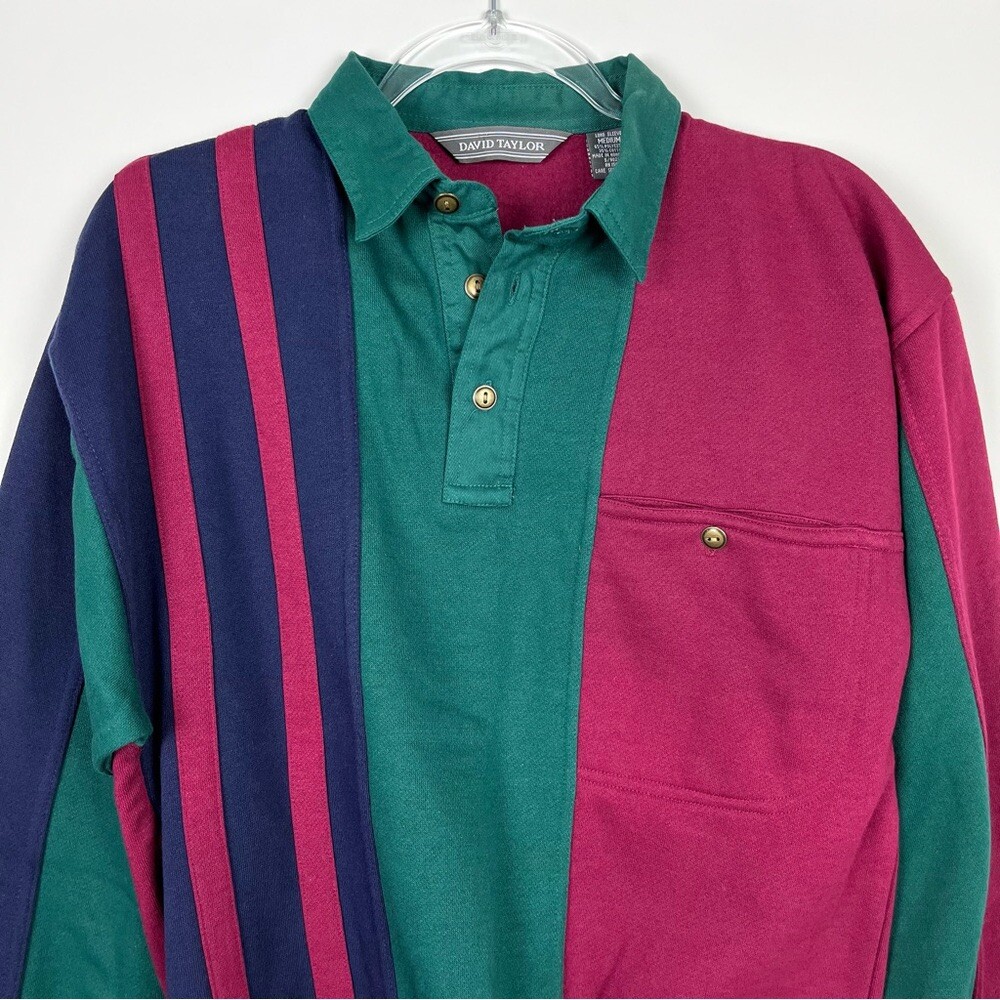 Vintage David Taylor 90s Color Block Sweater Size Med… - Gem